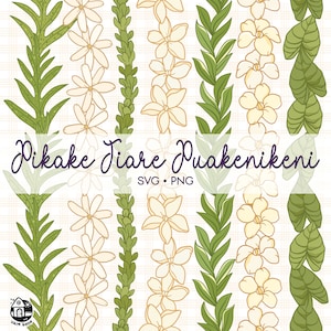 Seamless Pattern Pikake Tiare Puakenikeni Lei Png | Vertical Flower Lei ...