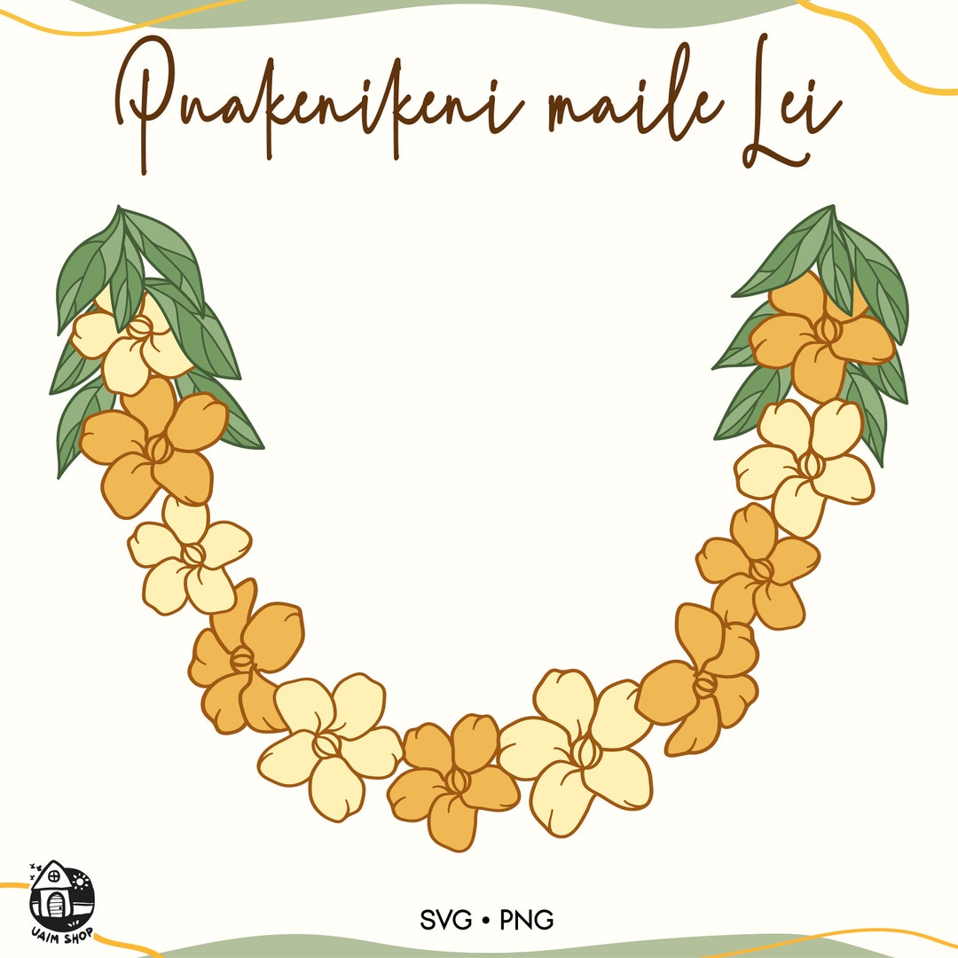 Puakenikeni and Maile Lei Svg | Lei Strand Svg | Curve Lei Flower Png ...