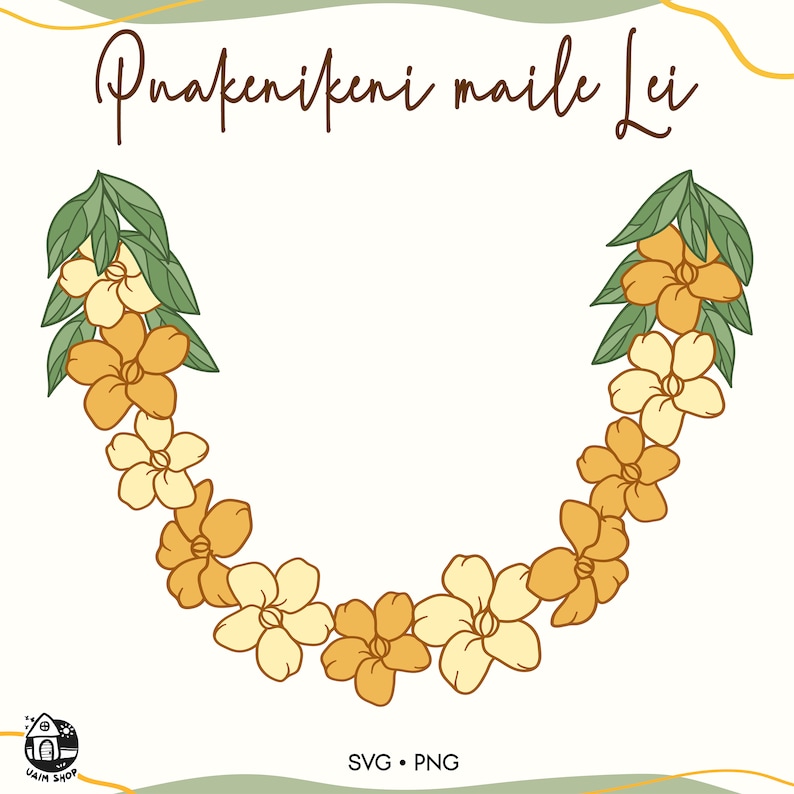 Puakenikeni and Maile Lei | Curve Lei Flower Png | Cut File Digital ...