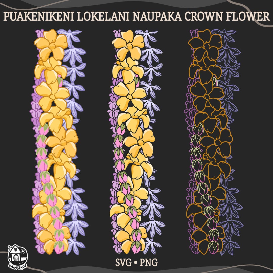 Puakenikeni Lokelani Naupaka Crown Flower | Twist Lei Svg Cut File ...