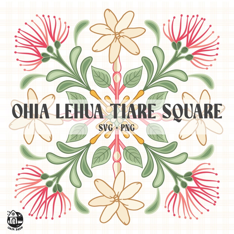 Seamless Pattern Tiare and Ohia Lehua Squares Lei Png | Svg Cut File ...
