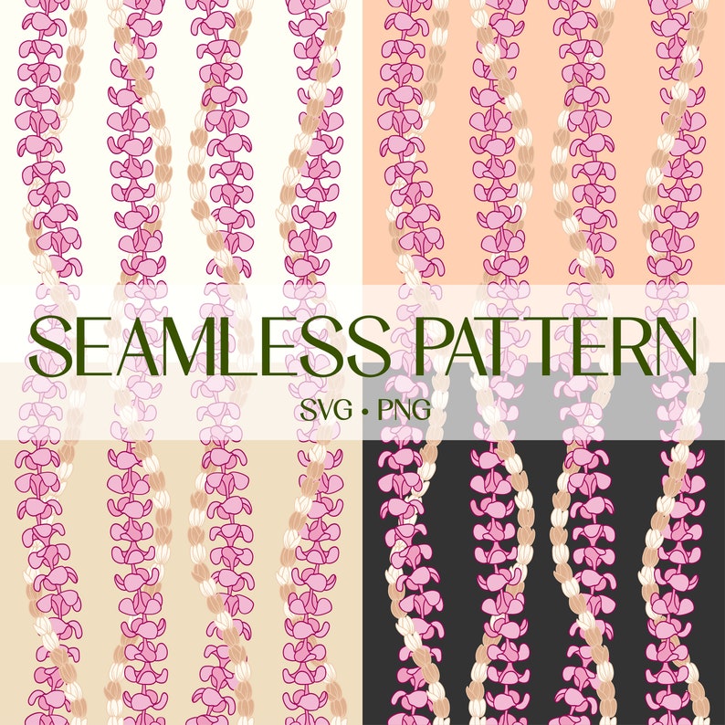Seamless Pattern Plumeria and Pikake Lei Curve Floral Lei Png Pattern ...