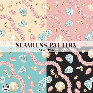 Seamless Pattern Seashell Lei | Hebrew Cone Shell Png | Seashell Lei ...
