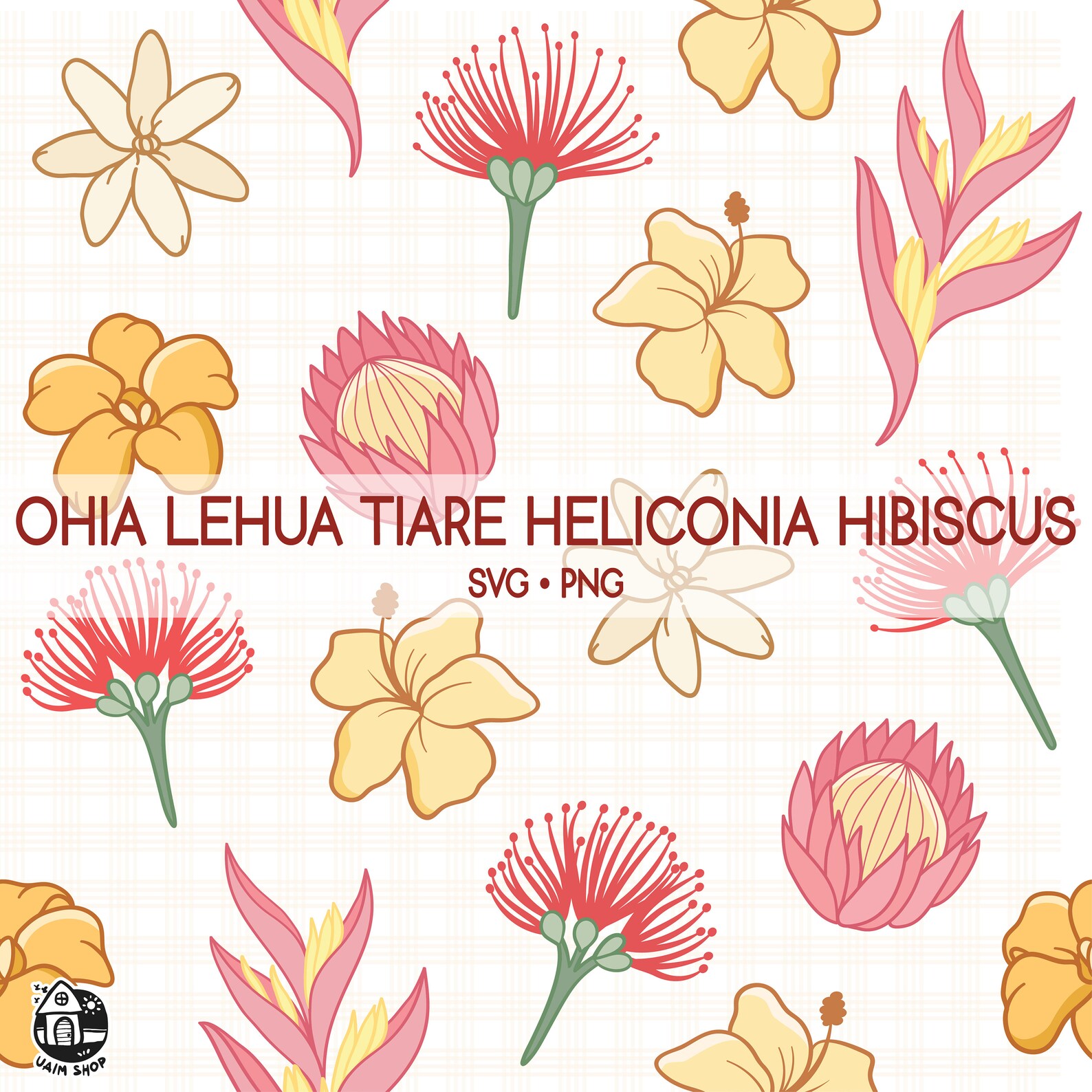 Seamless Pattern Ohia Lehua Tiare Heliconia and Hibiscus Flower ...