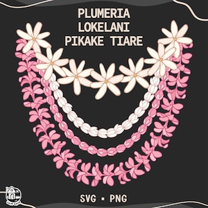 Plumeria Lokelani Pikake and Tiare Lei Svg | 4 Flowers Lei Svg | Curve ...