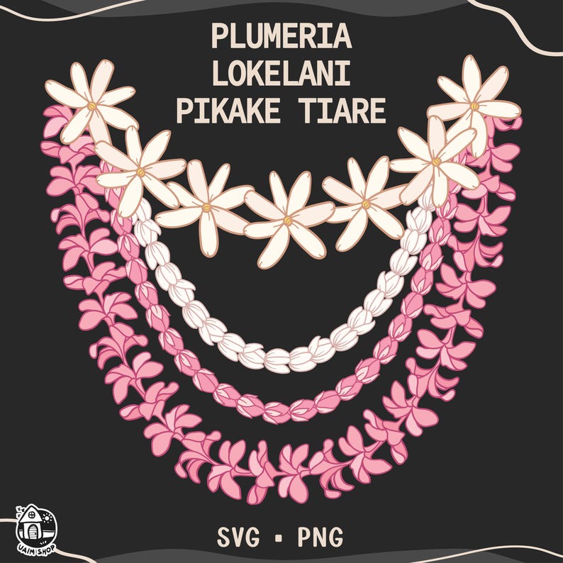 Plumeria Lokelani Pikake and Tiare Lei | 4 Flowers Curve Cut File ...