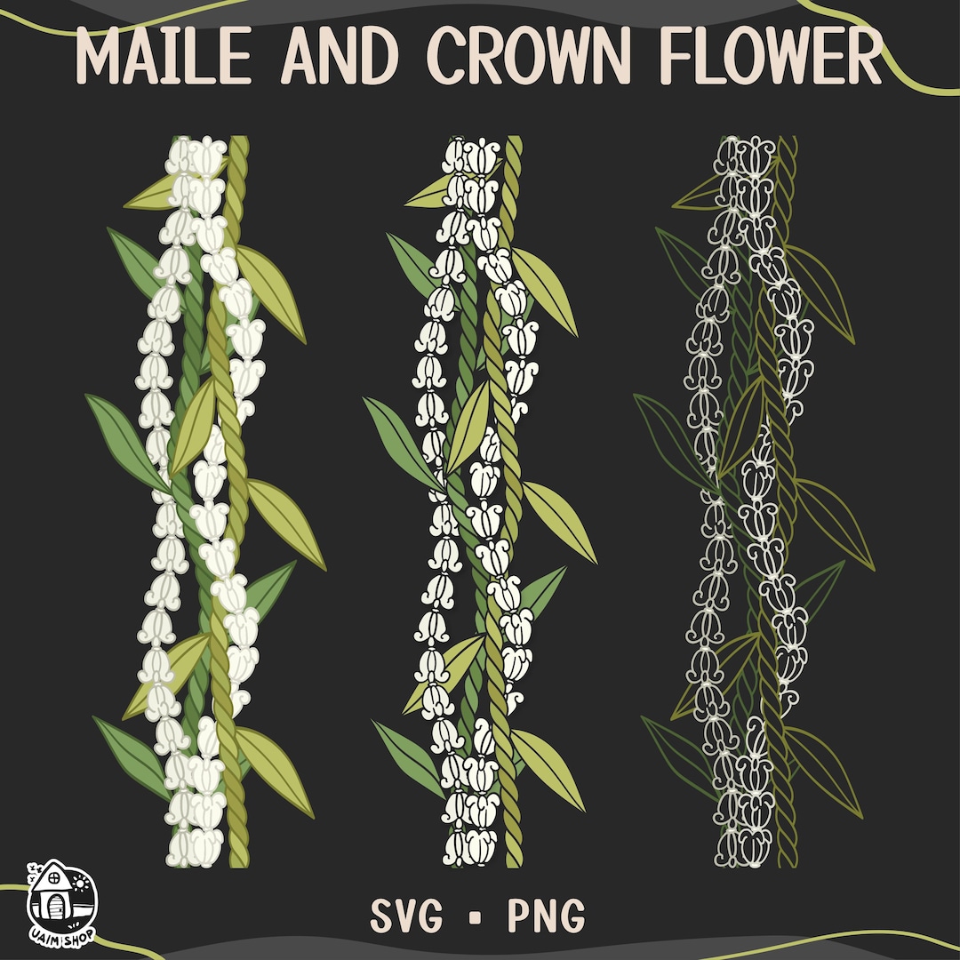 Maile and Crown Flower Lei Svg | Twist Flower Cut File | Digital ...