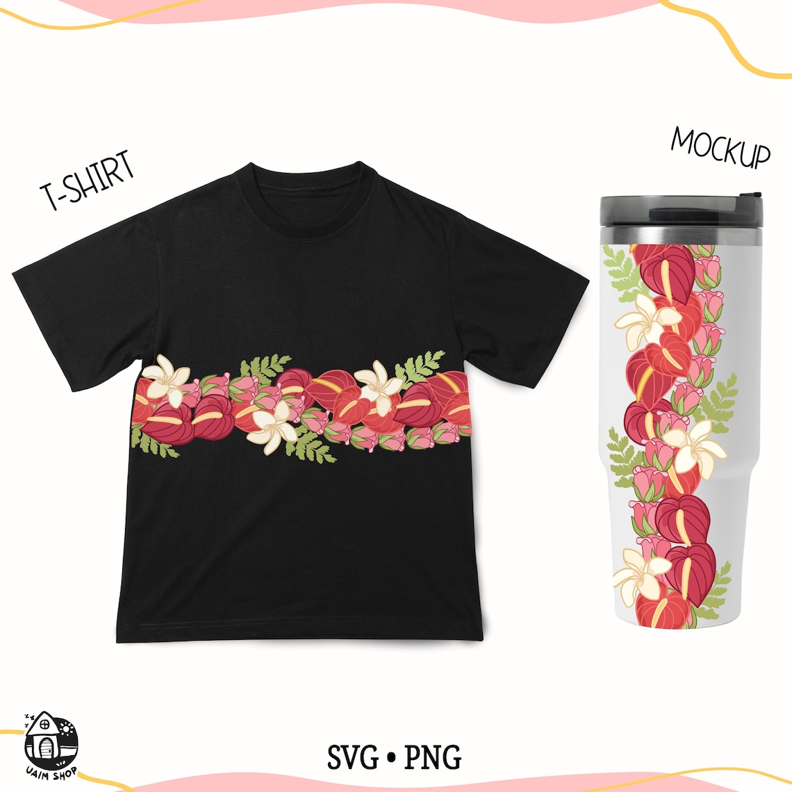 Anthurium Lokelani Plumeria and Palapalai | Twist Flower Lei Svg Cut ...