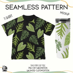 Seamless Pattern Palapalai Kalo Leaf and Lauae Fern Png | Svg Cut File ...