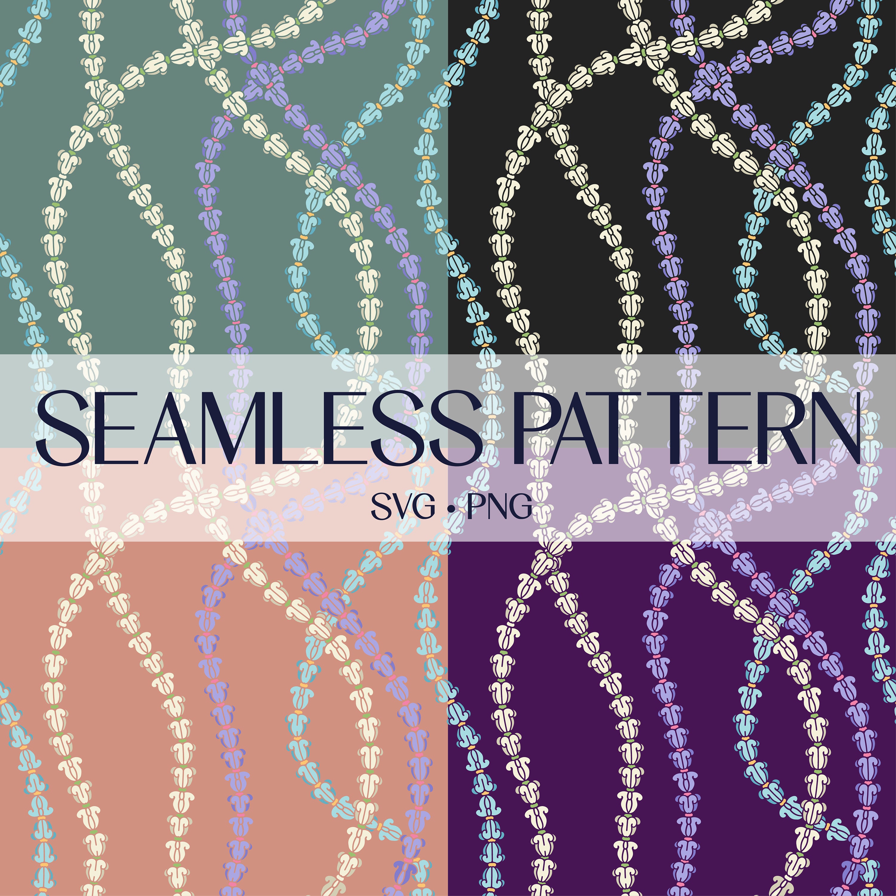 Seamless Pattern Crown Flower Lei Curved Floral Lei Png Solid Color Svg ...