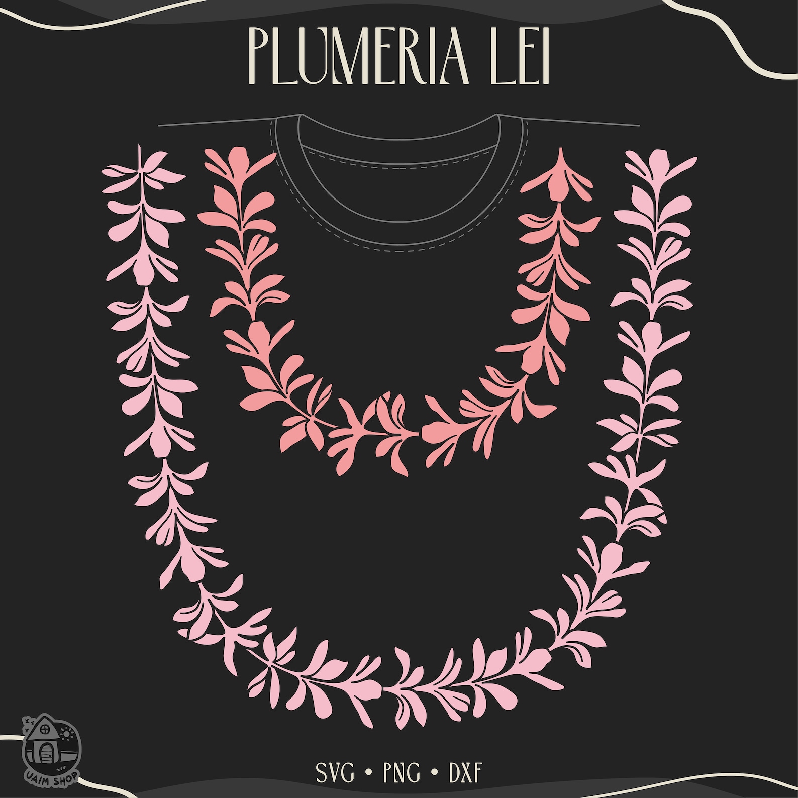 Plumeria Lei Svg 2 Layer | Curved Flowers Lei Cut File | Digital ...