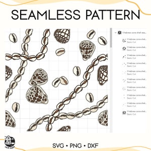 Seamless Pattern Hebrew Cone Shell Lei Seashell Lei Strand Cut File PNG ...