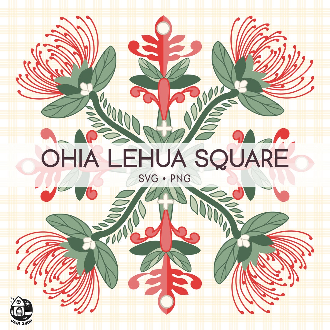 Seamless Pattern Ohia Lehua Squares Svg Cut File | Lei Digital Download ...