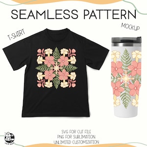 Seamless Pattern Puakenikeni and Palapalai | Floral Lei Png | Squares ...