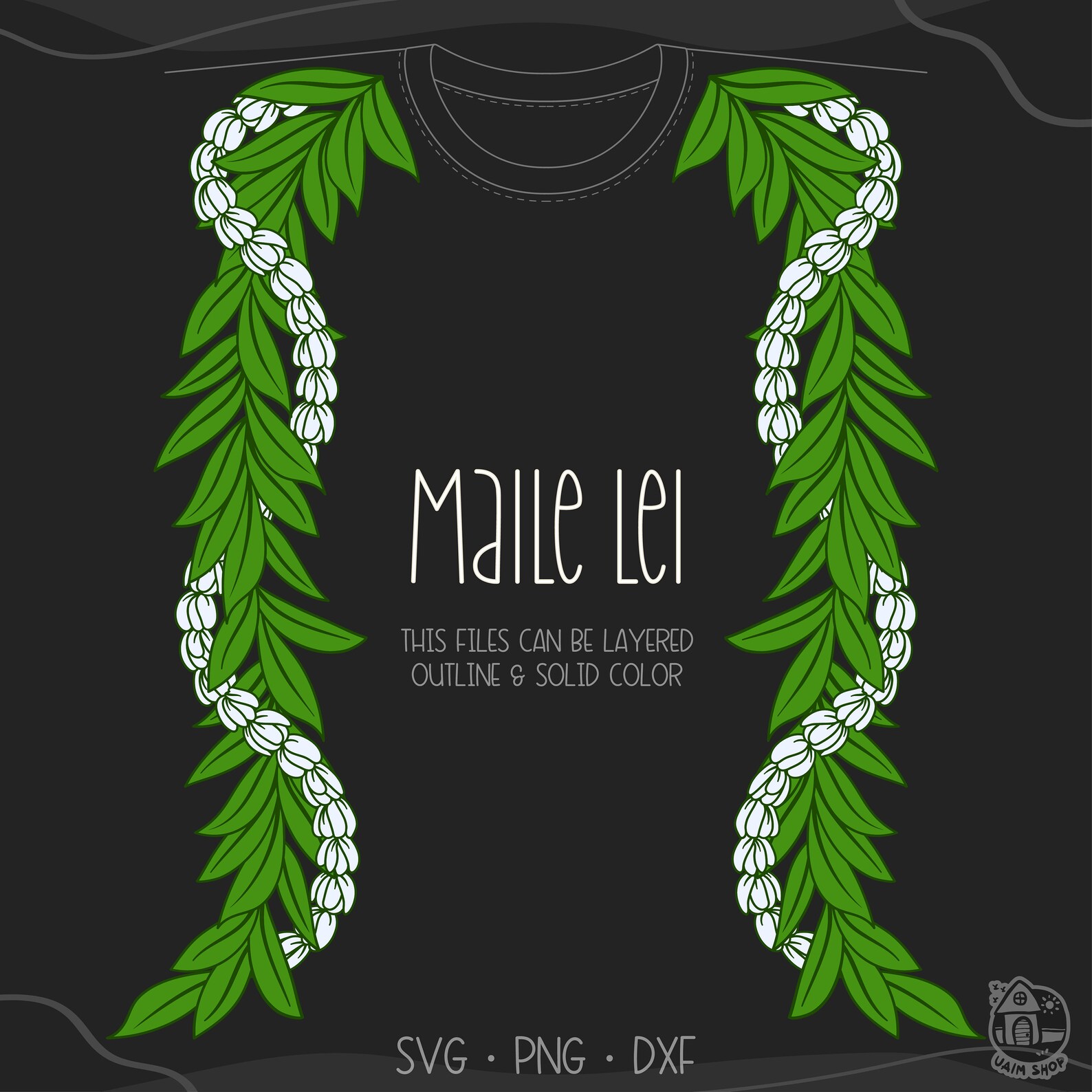 Maile and Pikake Lei Svg Lei Strand Svg Floral Lei Svg Curved Lei ...