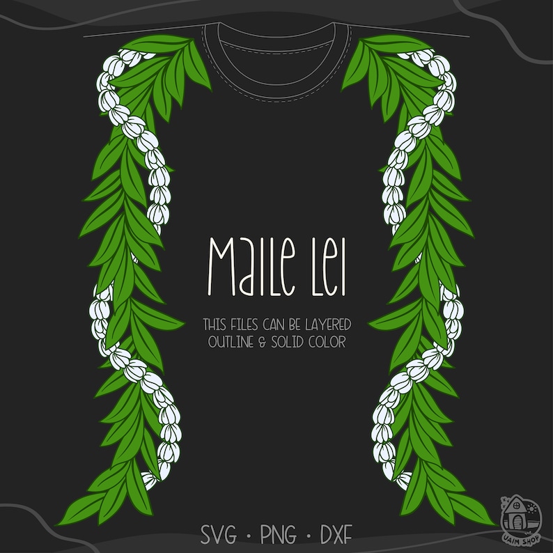Maile and Pikake Lei | Curved Lei Flower Svg Cut File Digital Download ...