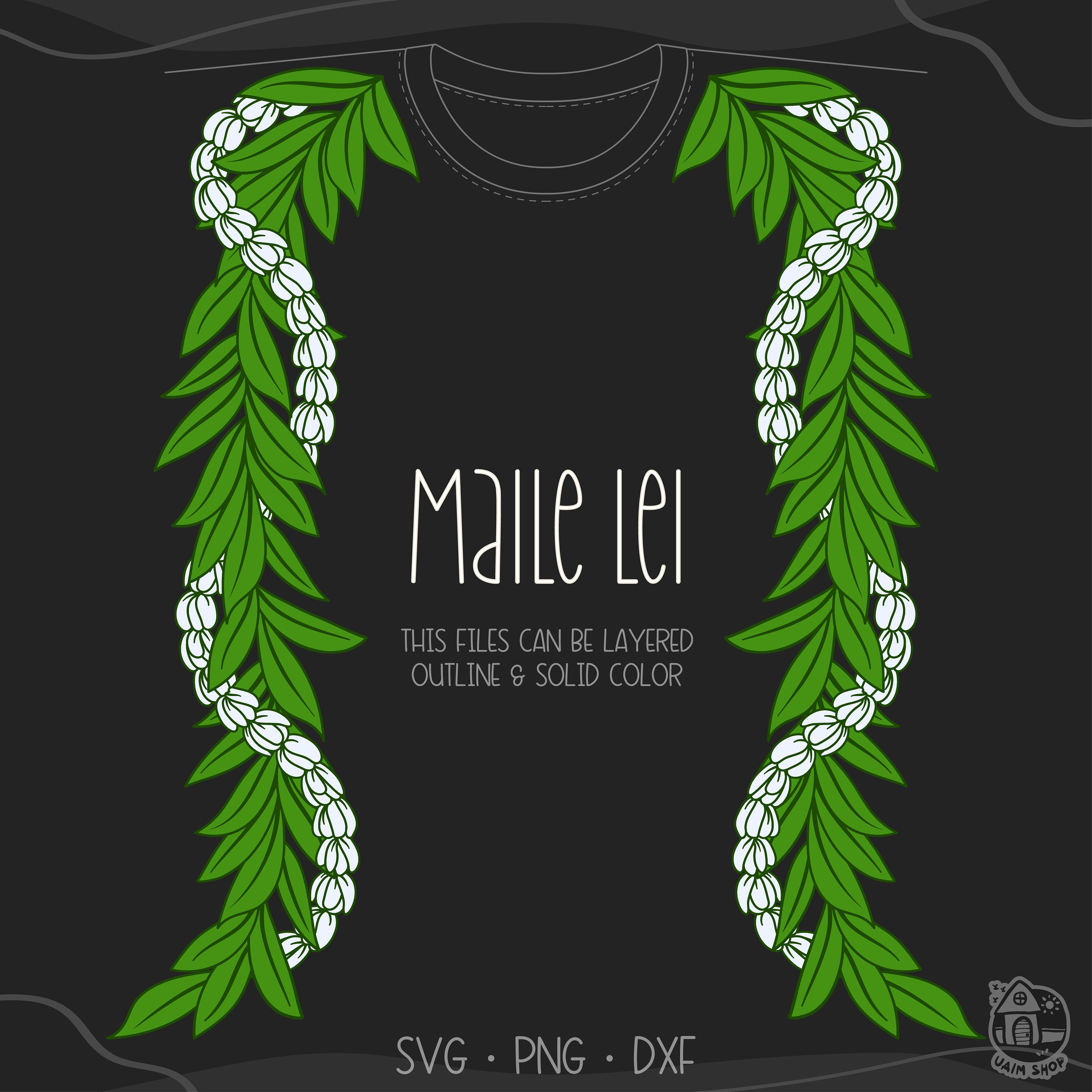 Maile And Pikake Lei Svg Lei Strand Svg Floral Lei Svg Curved Lei Flower Svg Cut File Digital