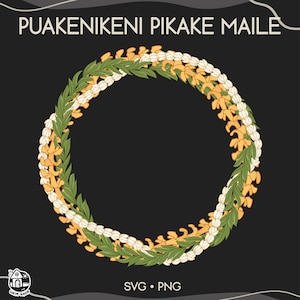 Circle Puakenikeni Pikake and Maile Lei | Curve Flower Svg Cut File ...