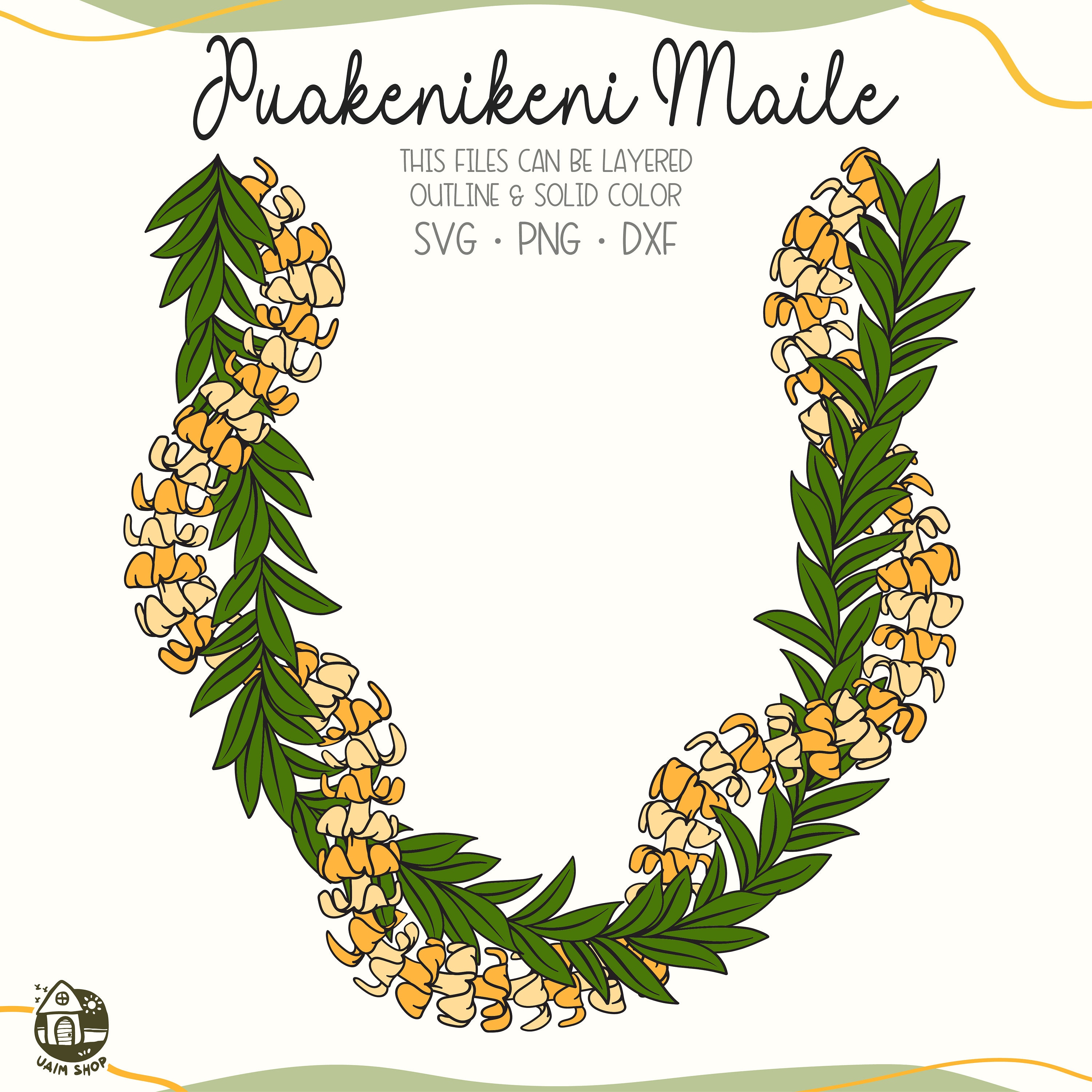 Puakenikeni and Maile Lei Svg Lei Strand Svg Double Lei Svg Flower Cut ...