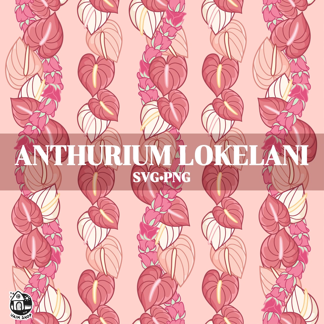 Seamless Pattern Anthurium and Lokelani Lei Png | Vertical Lei Svg Cut ...