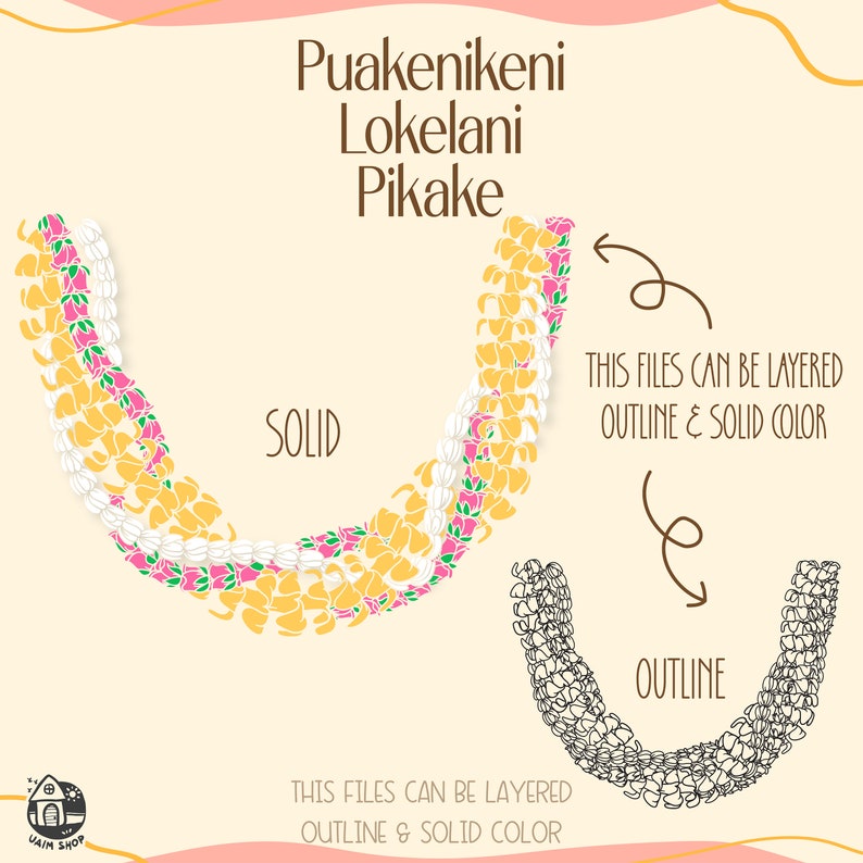 Puakenikeni Lokelani and Pikake Lei Svg | Triple Floral Svg Cut File ...