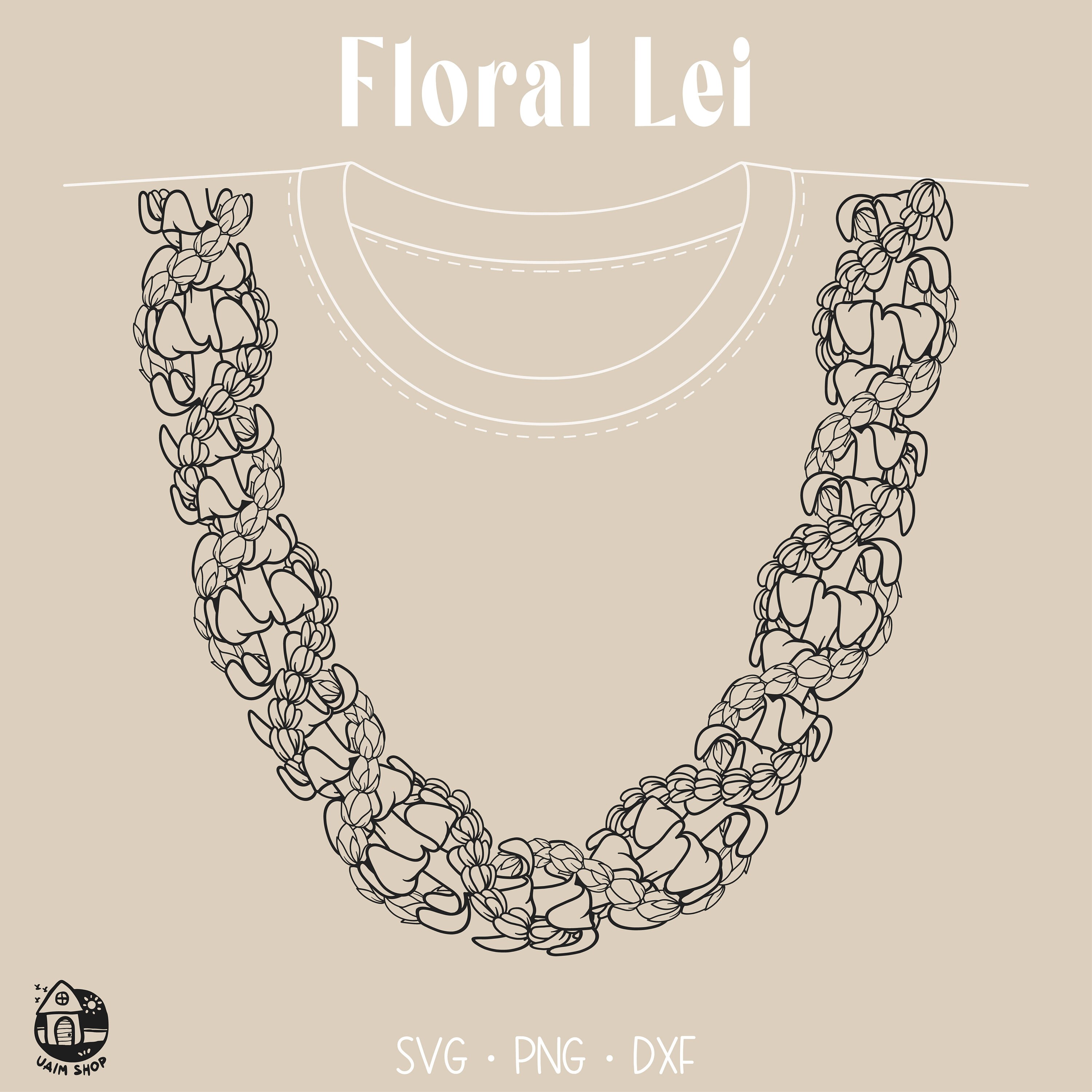Puakenikeni Lokelani Lei | Svg Cut File | Lei Digital Download - Etsy