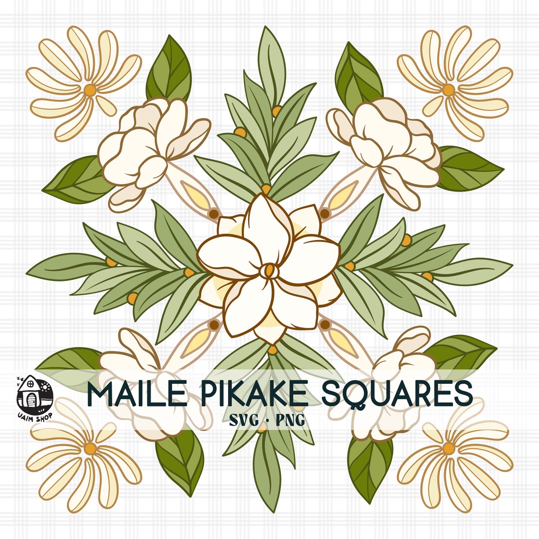 Seamless Pattern Maile and Pikake Lei | Squares Maile Leaf Svg Cut File ...