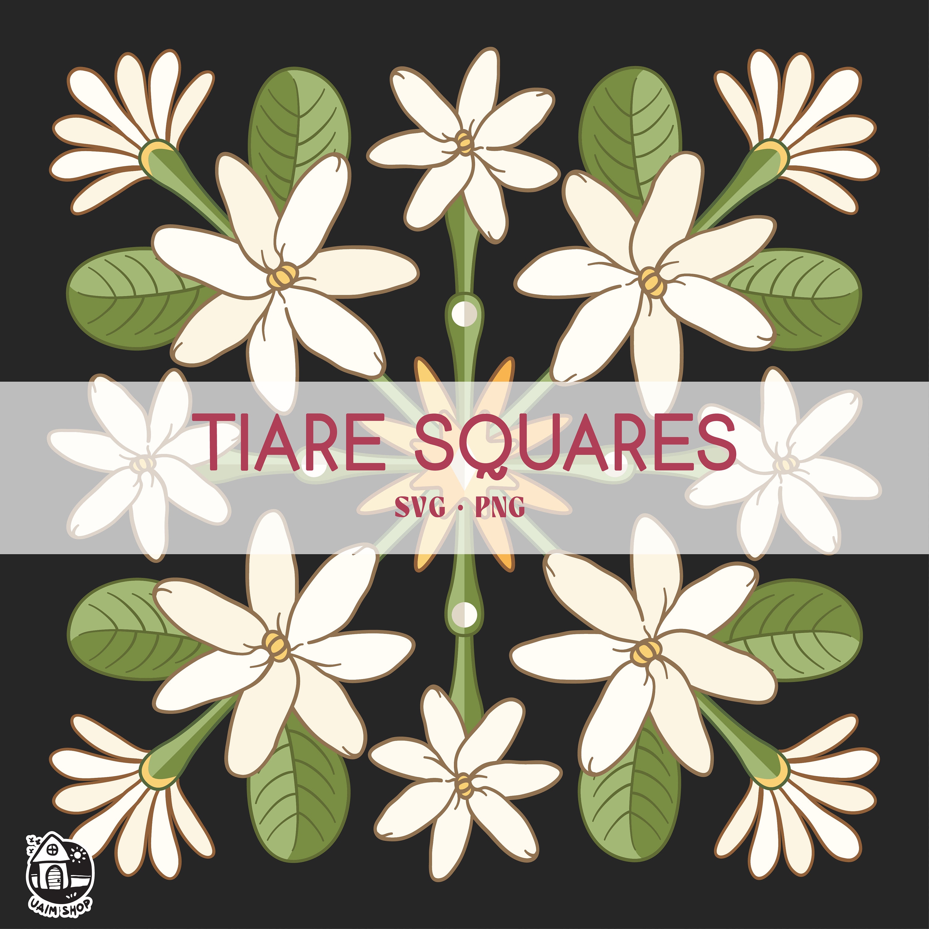 Seamless Pattern Tiare Floral Png | Squares Tiare Flower Svg Cut File ...
