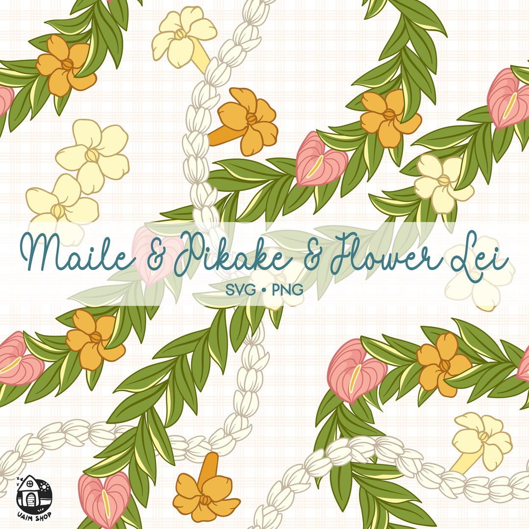 Seamless Pattern Maile & Pikake Lei | Puakenikeni Anthurium Flower Png ...