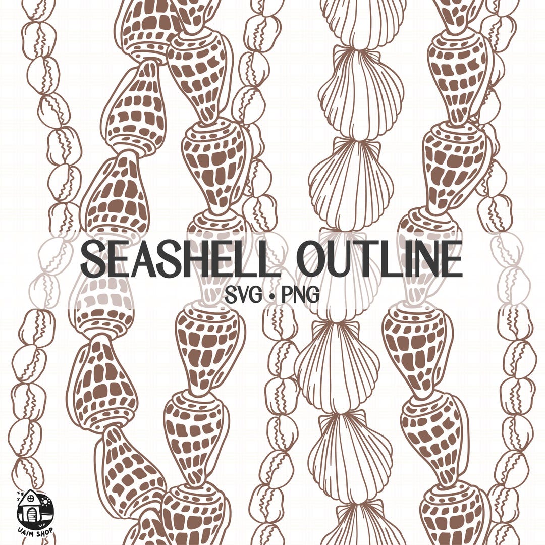 Seamless Pattern Seashell Lei Outline Png | Vertical Hebrew Cone Shell ...