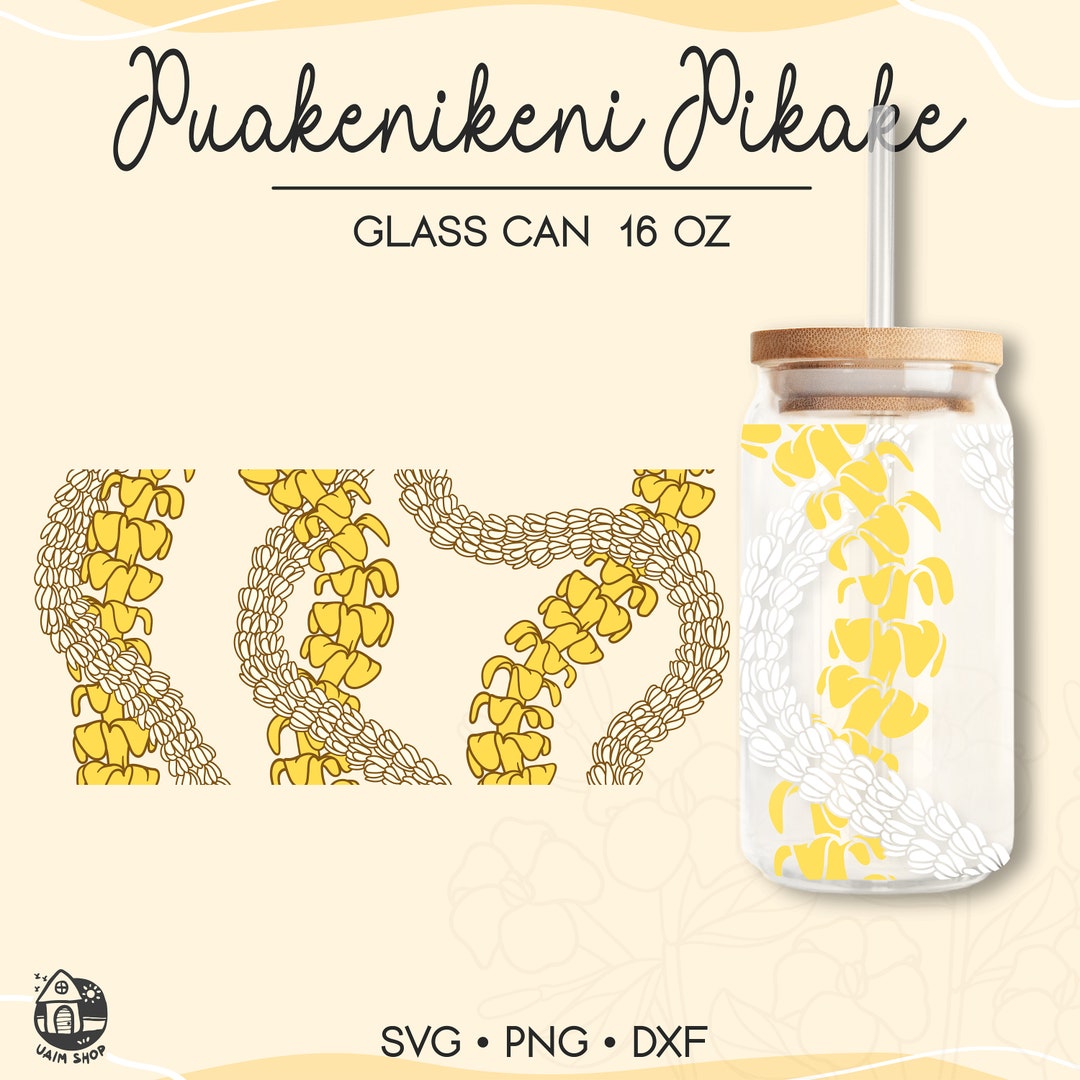 Glass Can 16 Oz Puakenikeni Pikake Lei | Double Pikake Svg Cut File ...