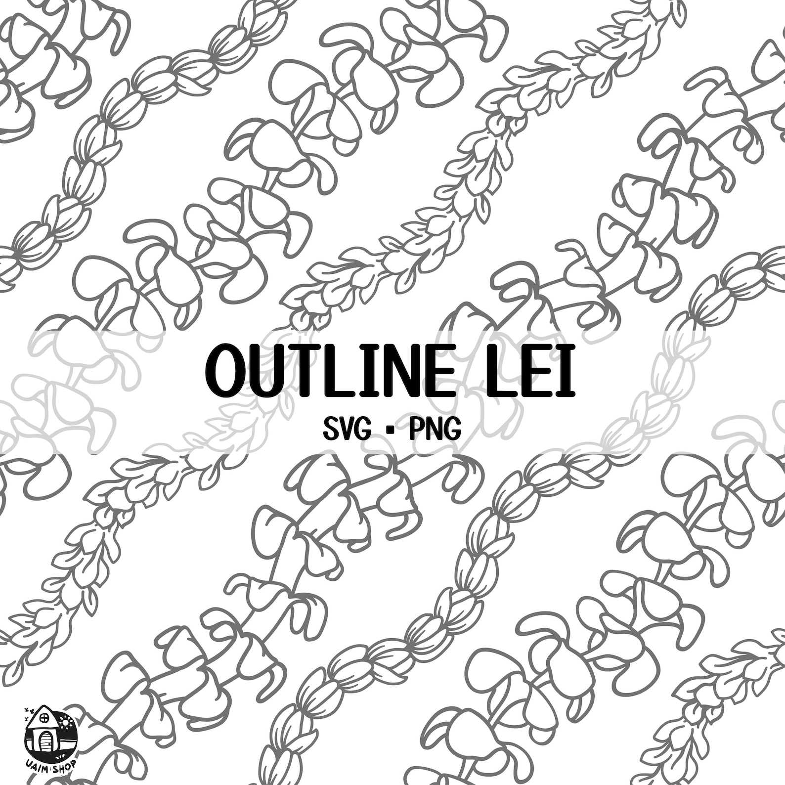 Seamless Pattern Outline Puakenikeni Plumeria Pikake and Pakalana Lei ...