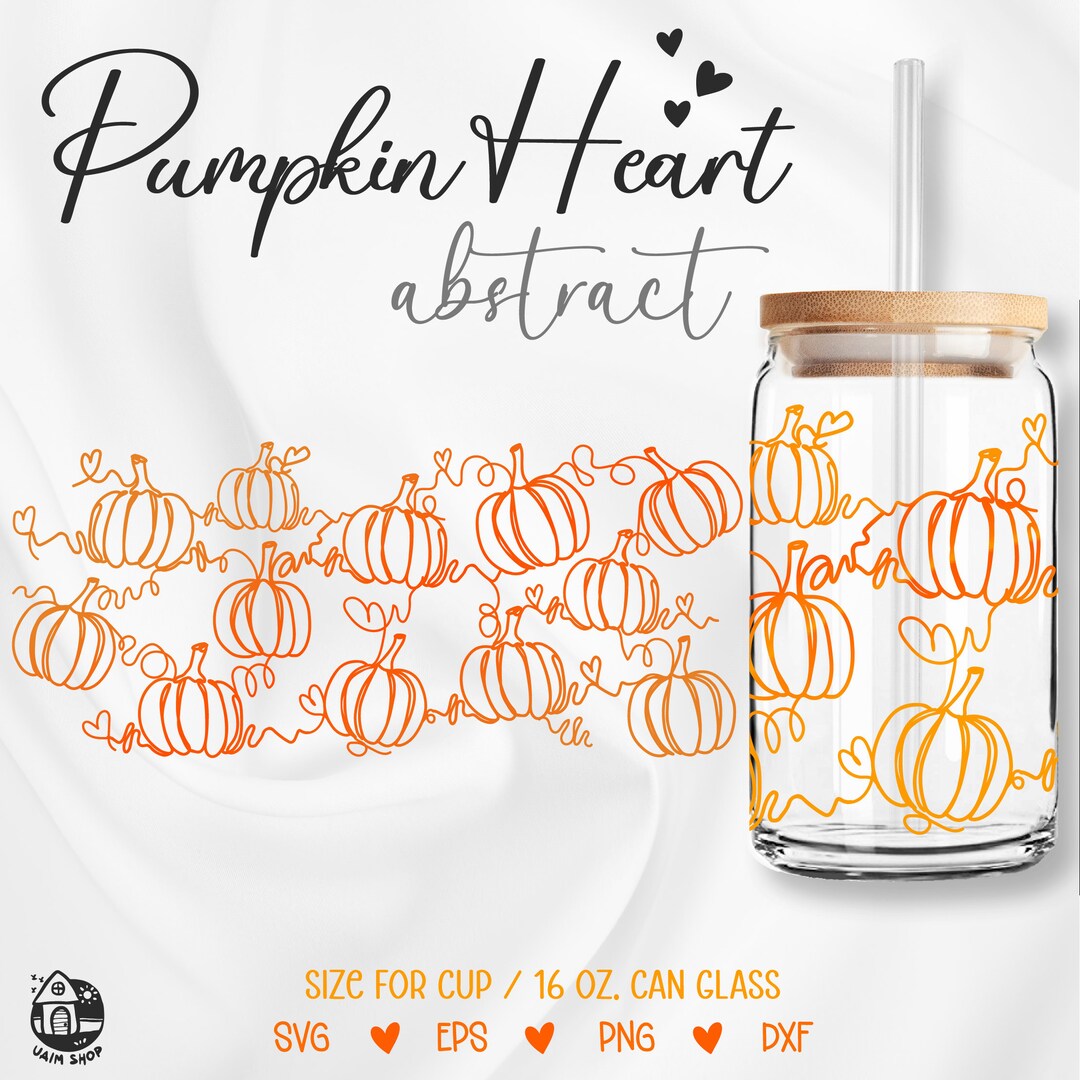 Halloween Cute Pumpkin Wrap for Glass Can 16 Oz. Can Wrap - Etsy