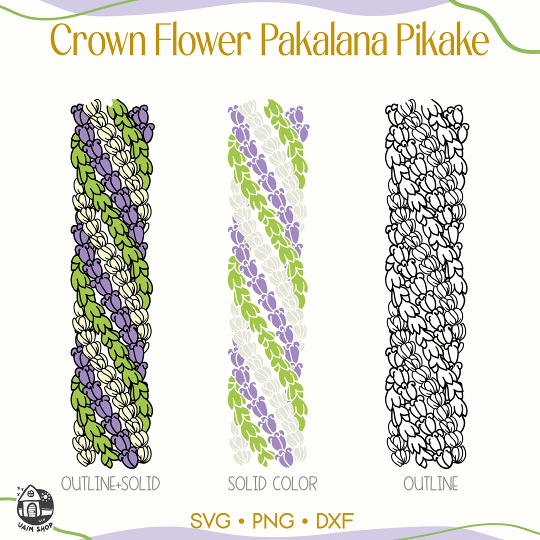 Pakalana Pikake and Crown Flower Lei Svg | Purple Crown Flowers Svg ...