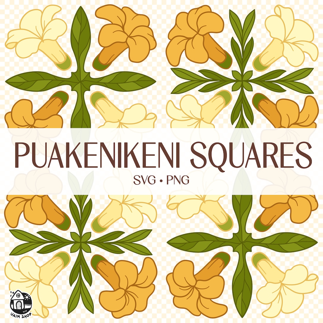 Seamless Pattern Puakenikeni Flowers | Floral Lei Png | Squares Svg Cut ...