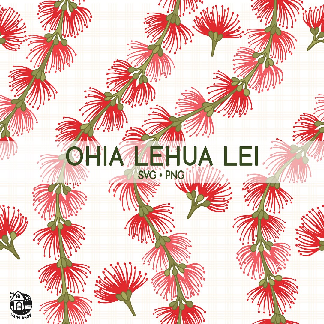 Seamless Pattern Ohia Lehua Lei | Curve Flower Png | Svg Cut File | Lei ...