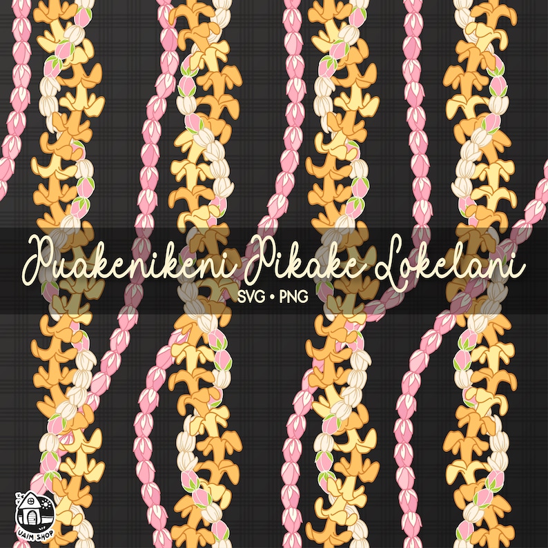 Seamless Pattern Puakenikeni Pikake and Lokelani Lei | Curve Flower ...