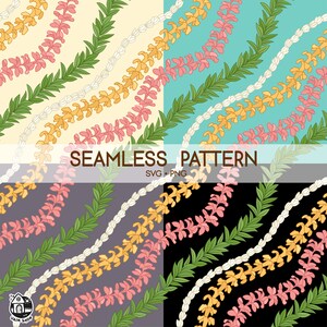 Seamless Pattern Puakenikeni Plumeria Pikake and Maile Lei | Curved Lei ...
