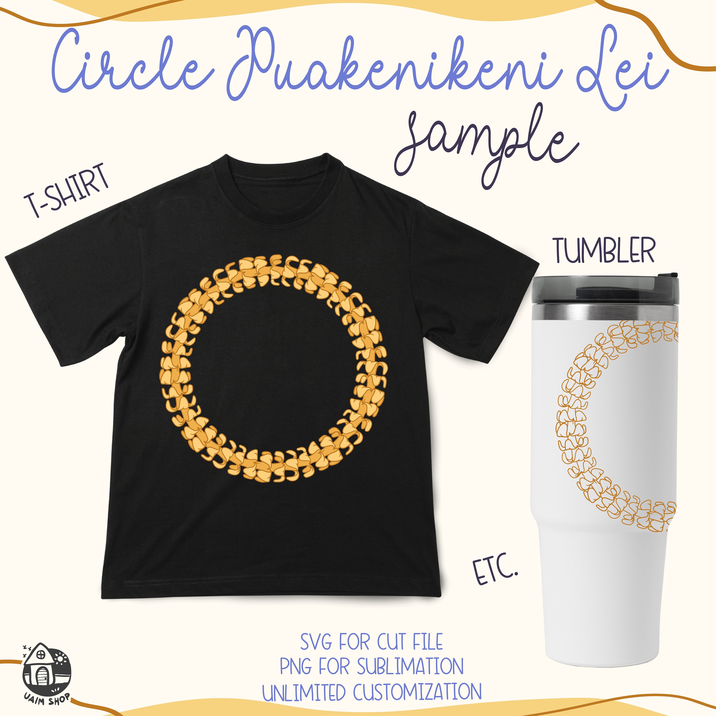 Circle Puakenikeni Lei | Lei Strand Flower Svg Cut File | Digital ...