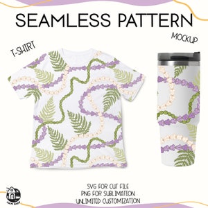 Seamless Pattern Crown Flower Mokihana Lei and Palapalai | Curved ...