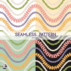 Seamless Pattern Curve Flower Lei Png | Lei Svg Cut File | Digital ...