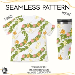 Seamless Pattern Maile & Pikake Lei | Puakenikeni Anthurium Flower Png ...