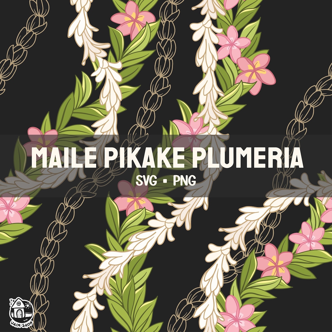 Seamless Pattern Maile Pikake Plumeria Lei | Outline Curve Flower Png ...