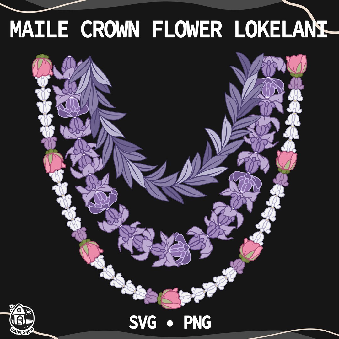 Maile Crown Flower Lokelani Lei Svg | Curve Flower Svg | Leaf Lei Png ...