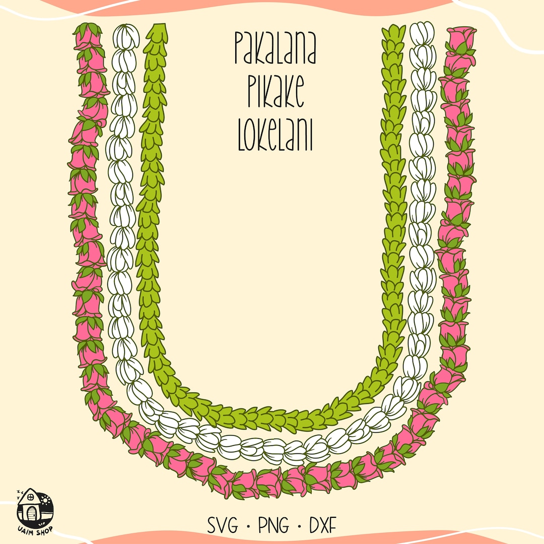 Pakalana Pikake and Lokelani Lei | Strand Lei Flower Svg Cut File ...