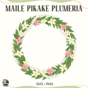 Circle Maile Pikake and Plumeria Lei | Curve Flower Svg Cut File | Lei ...