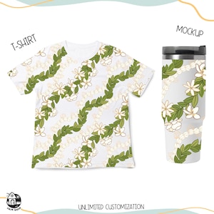 Seamless Pattern Maile Pikake & Flower Lei | Curve Flower Lei Png ...