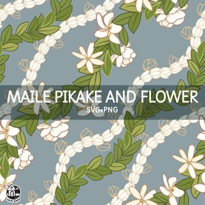 Seamless Pattern Maile Pikake & Flower Lei | Curve Flower Lei Png ...
