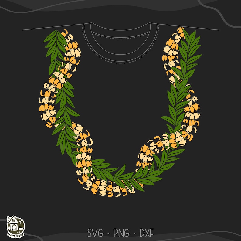 Puakenikeni and Maile Lei Svg Lei Strand Svg Double Lei Svg Flower Cut ...