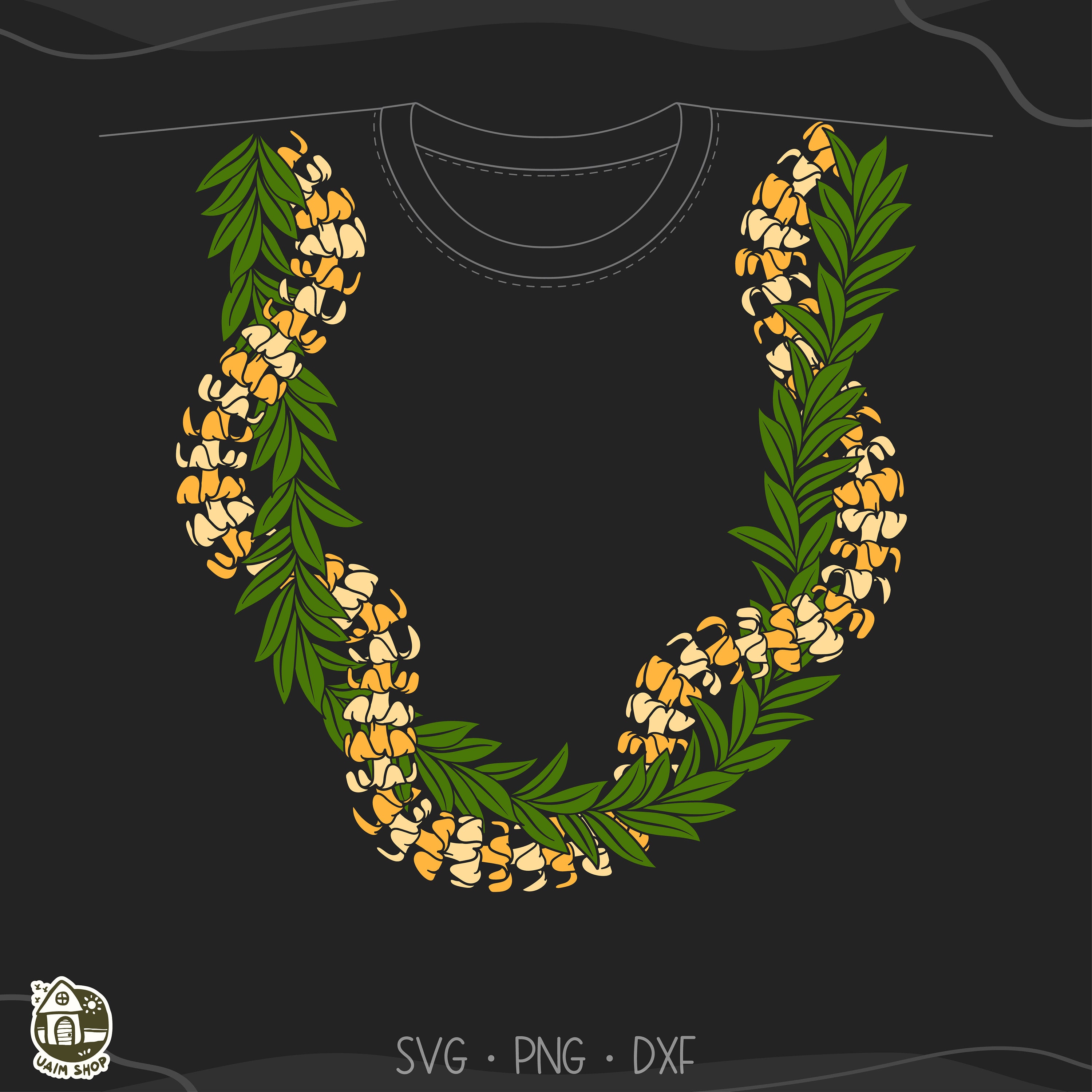 Puakenikeni and Maile Lei Svg Lei Strand Svg Double Lei Svg Flower Cut ...